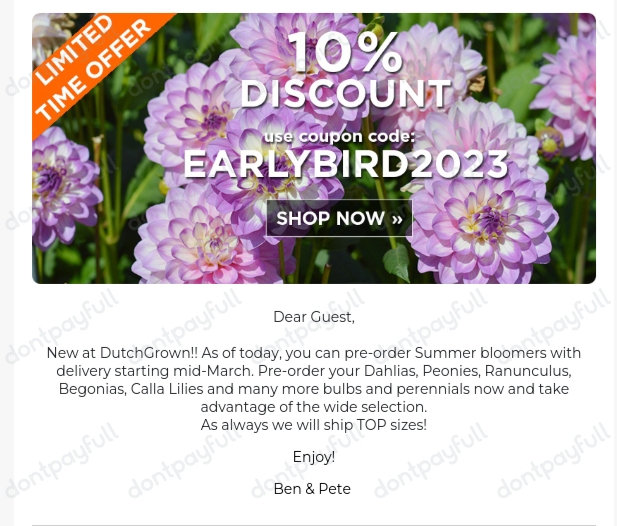 35% Off Dutch Grown Coupon, Promo Code - Jan 2023