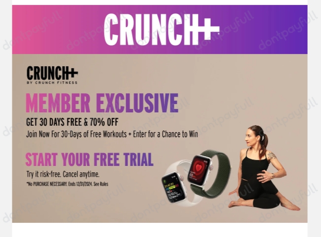 70% Off Crunch Promo Code, Coupons - December 2024